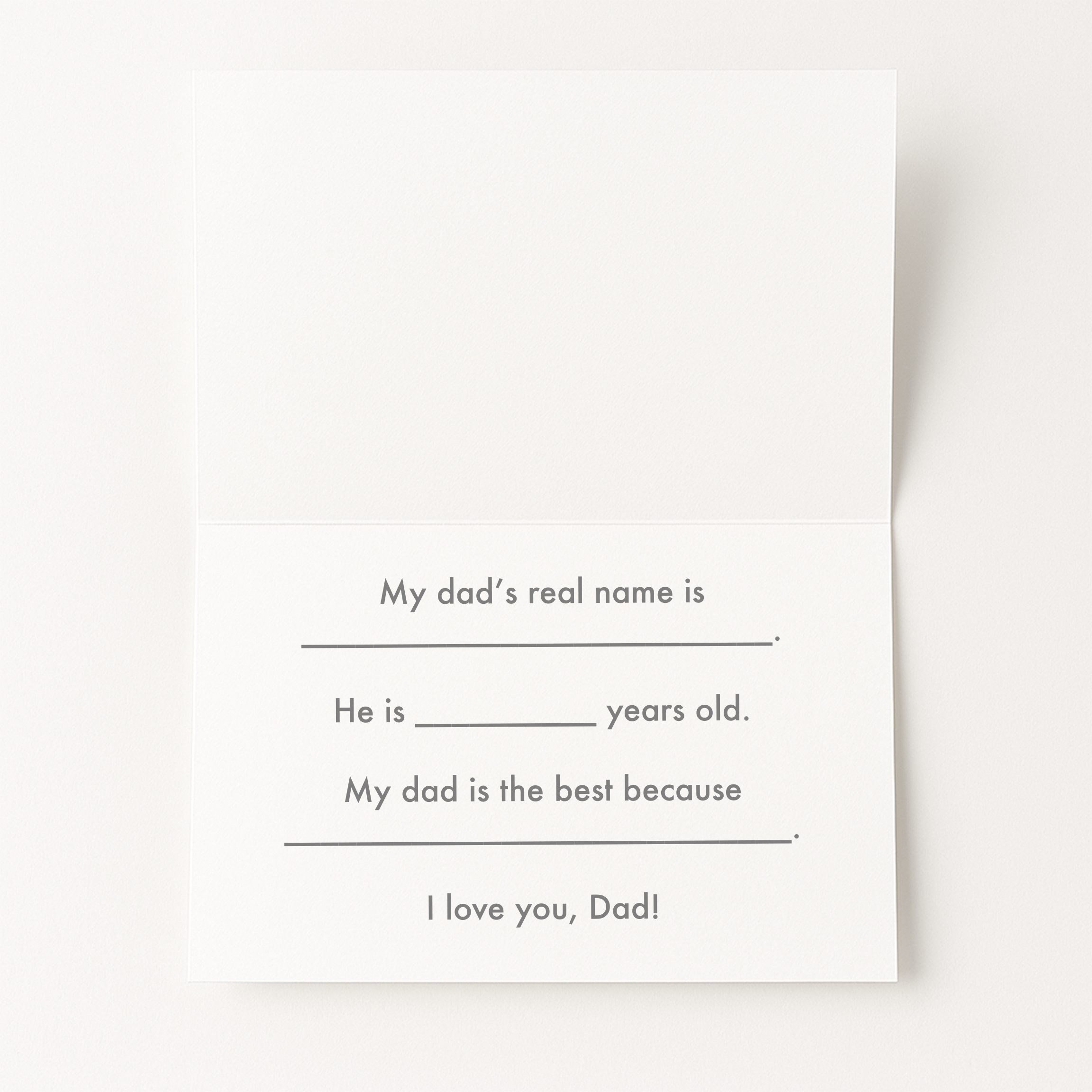 DAD Cut-Out Card – DIY Father’s Day Kit (Physical Card + Printable Tem ...